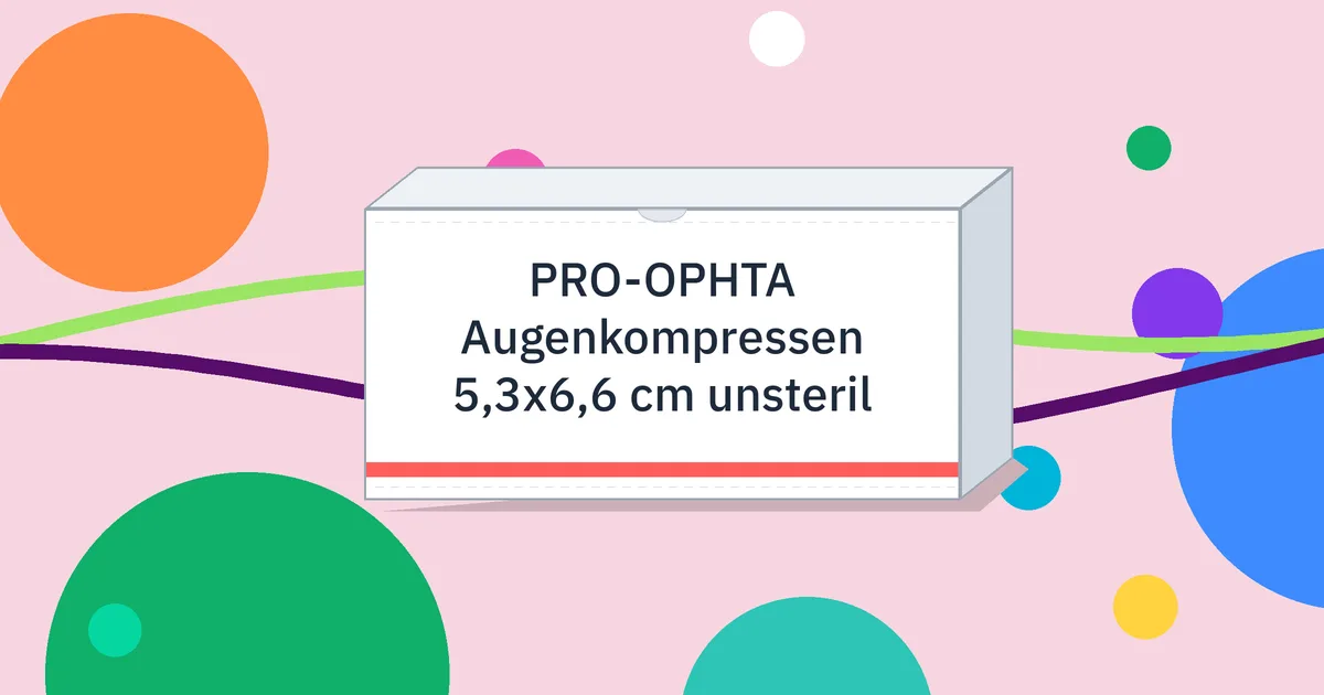 Symbolbild: Packung mit der Aufschrift PRO-OPHTA Augenkompressen 5,3x6,6 cm unsteril (PZN 17491717) – Verfügbarkeit und Bezug in Apotheken in Frankfurt am Main