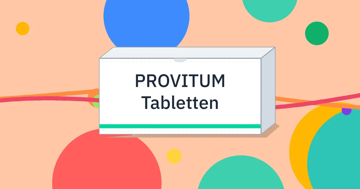 Symbolbild: Packung mit der Aufschrift PROVITUM Tabletten (PZN 04604261) – Verfügbarkeit und Bezug in Apotheken in Frankfurt am Main