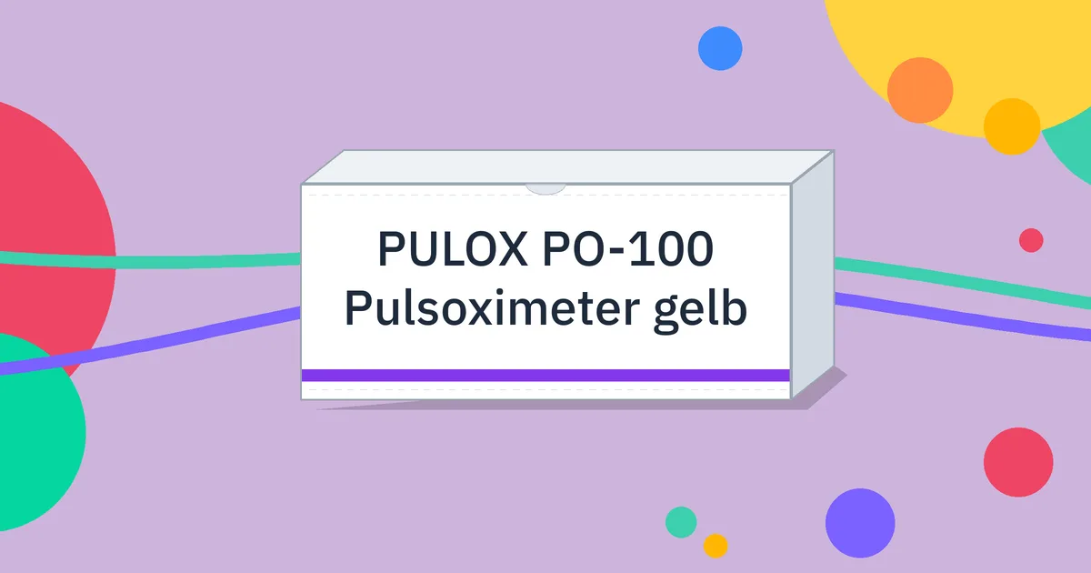Symbolbild: Packung mit der Aufschrift PULOX PO-100 Pulsoximeter gelb (PZN 10121360) – Verfügbarkeit und Bezug in Apotheken in Frankfurt am Main