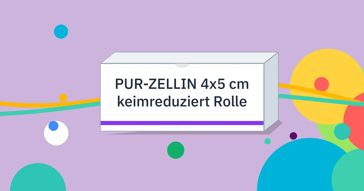 Symbolbild: Packung mit der Aufschrift PUR-ZELLIN 4x5 cm keimreduziert Rolle (PZN 18036694) – Verfügbarkeit und Bezug in Apotheken in Frankfurt am Main