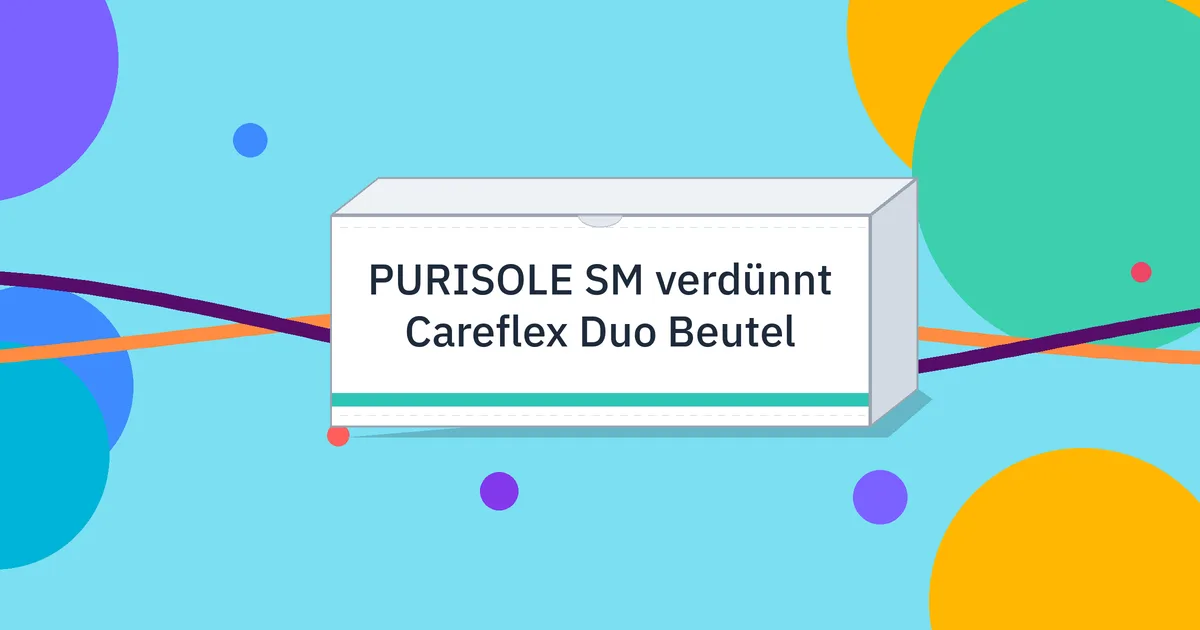Symbolbild: Packung mit der Aufschrift PURISOLE SM verdünnt Careflex Duo Beutel (PZN 11183452) – Verfügbarkeit und Bezug in Apotheken in Frankfurt am Main