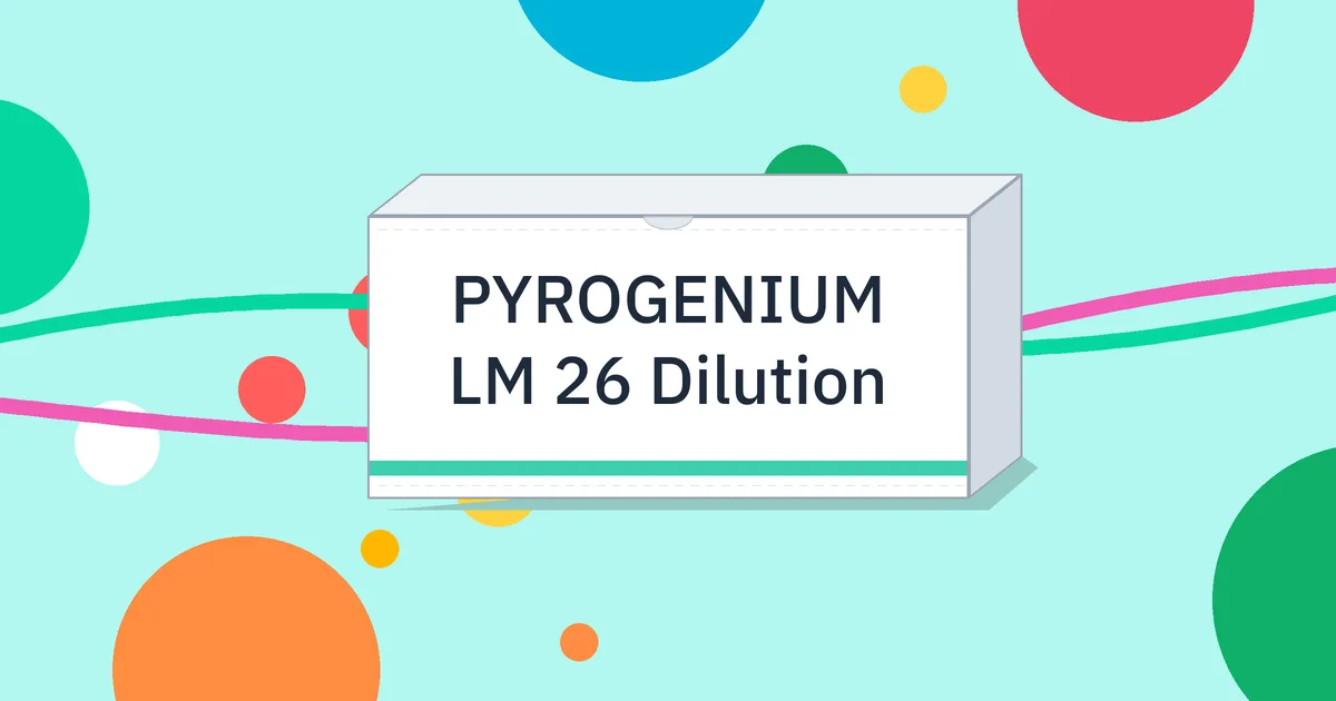 Symbolbild: Packung mit der Aufschrift PYROGENIUM LM 26 Dilution (PZN 13045151) – Verfügbarkeit und Bezug in Apotheken in Frankfurt am Main