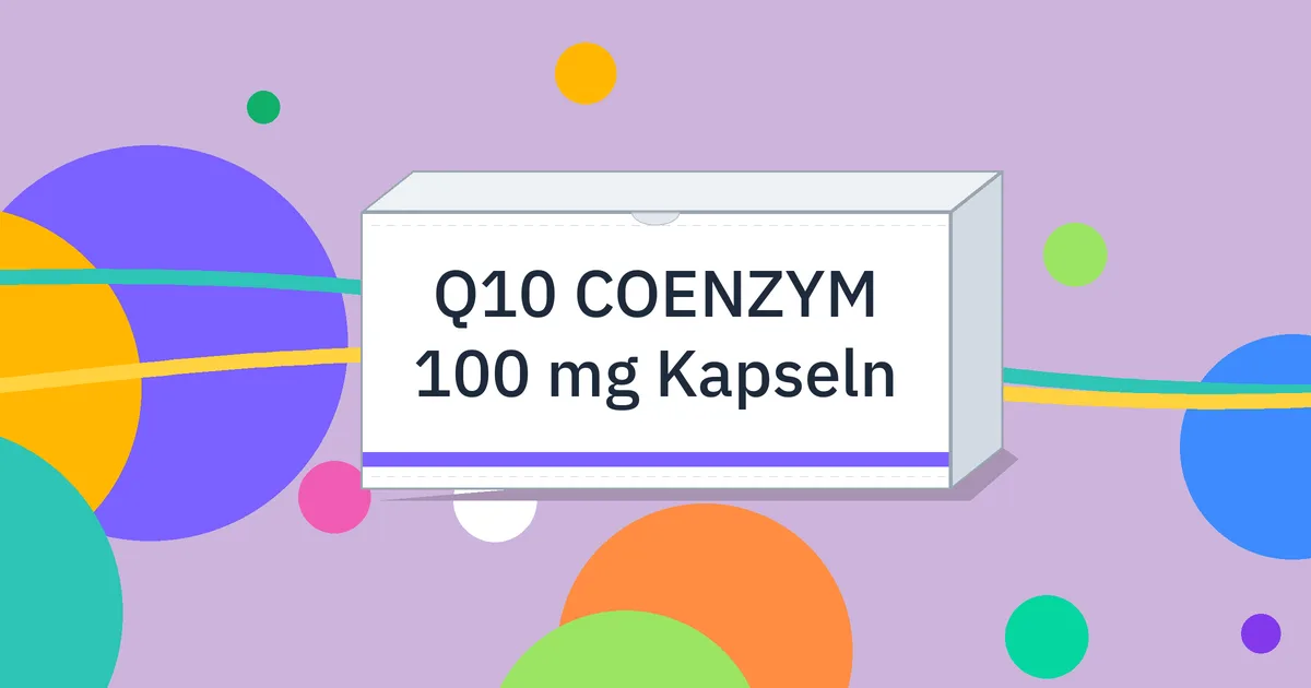 Symbolbild: Packung mit der Aufschrift Q10 COENZYM 100 mg Kapseln (PZN 09537954) – Verfügbarkeit und Bezug in Apotheken in Frankfurt am Main