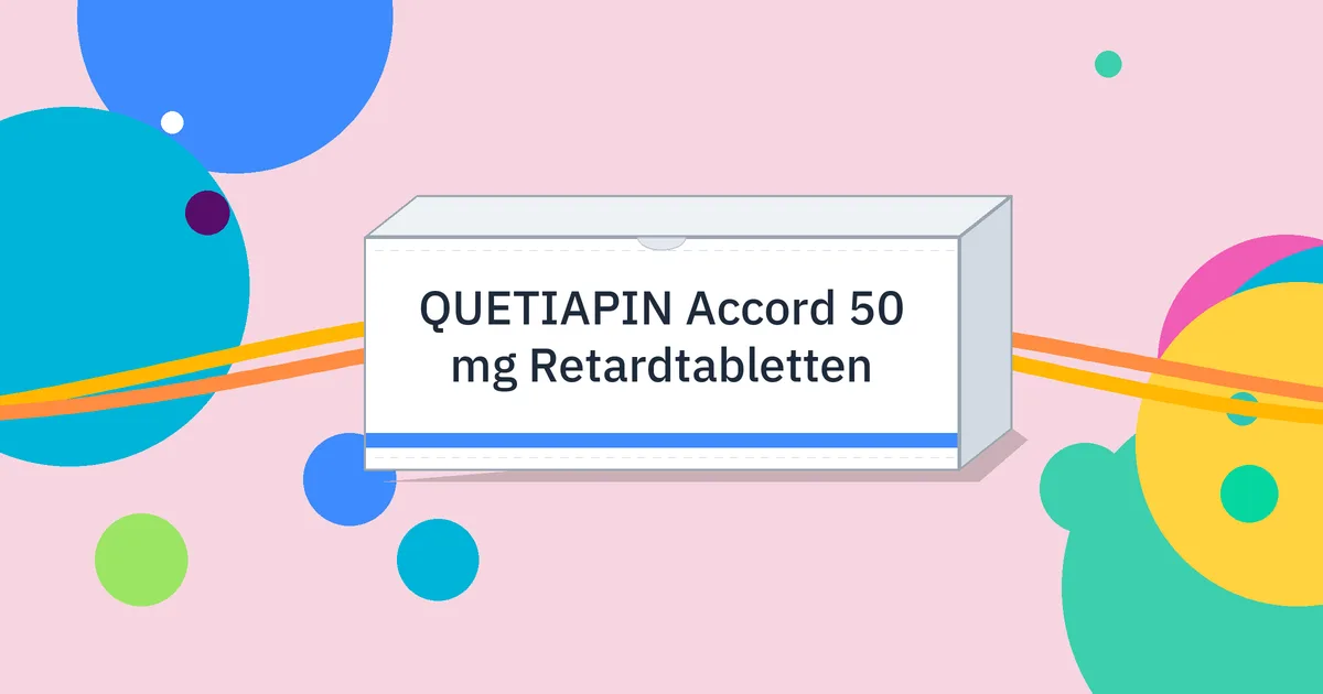 Symbolbild: Packung mit der Aufschrift QUETIAPIN Accord 50 mg Retardtabletten (PZN 15379005) – Verfügbarkeit und Bezug in Apotheken in Frankfurt am Main