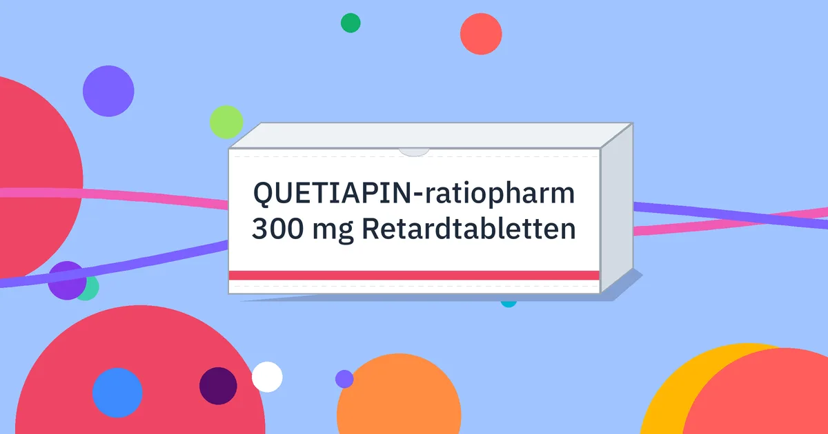 Symbolbild: Packung mit der Aufschrift QUETIAPIN-ratiopharm 300 mg Retardtabletten (PZN 09267035) – Verfügbarkeit und Bezug in Apotheken in Frankfurt am Main