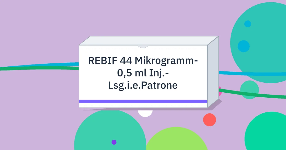 Symbolbild: Packung mit der Aufschrift REBIF 44 Mikrogramm-0,5 ml Inj.-Lsg.i.e.Patrone (PZN 09770461) – Verfügbarkeit und Bezug in Apotheken in Frankfurt am Main