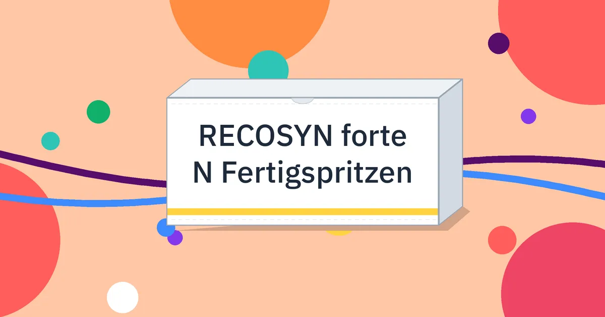 Symbolbild: Packung mit der Aufschrift RECOSYN forte N Fertigspritzen (PZN 20778486) – Verfügbarkeit und Bezug in Apotheken in Frankfurt am Main
