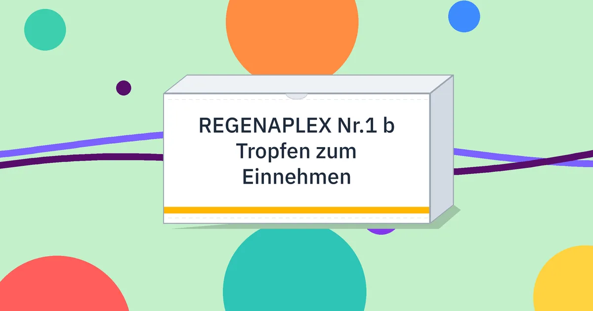 Symbolbild: Packung mit der Aufschrift REGENAPLEX Nr.1 b Tropfen zum Einnehmen (PZN 02641855) – Verfügbarkeit und Bezug in Apotheken in Frankfurt am Main