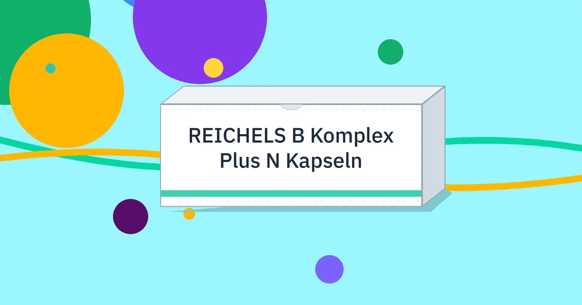 Symbolbild: Packung mit der Aufschrift REICHELS B Komplex Plus N Kapseln (PZN 06305166) – Verfügbarkeit und Bezug in Apotheken in Frankfurt am Main