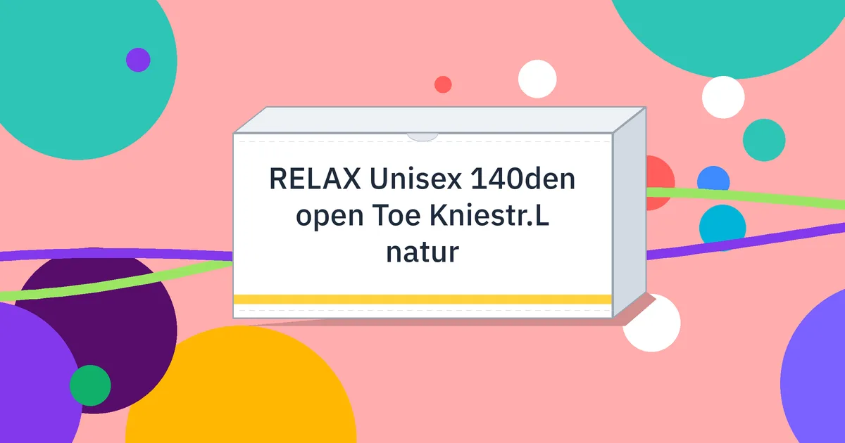Symbolbild: Packung mit der Aufschrift RELAX Unisex 140den open Toe Kniestr.L natur (PZN 16190103) – Verfügbarkeit und Bezug in Apotheken in Frankfurt am Main