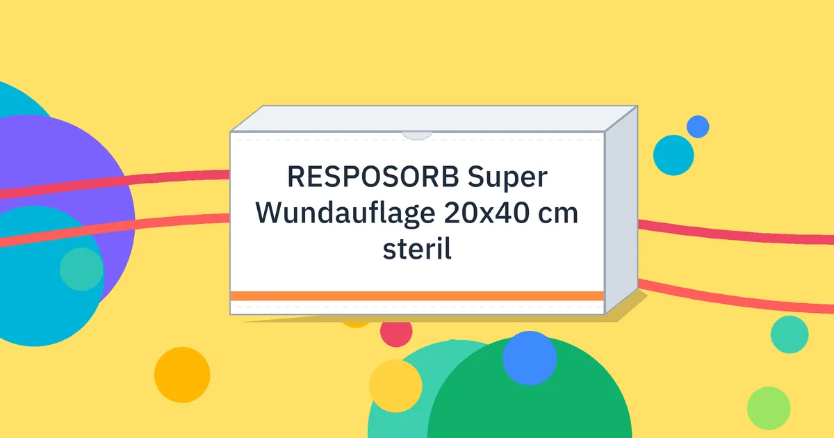 Symbolbild: Packung mit der Aufschrift RESPOSORB Super Wundauflage 20x40 cm steril (PZN 20828511) – Verfügbarkeit und Bezug in Apotheken in Frankfurt am Main