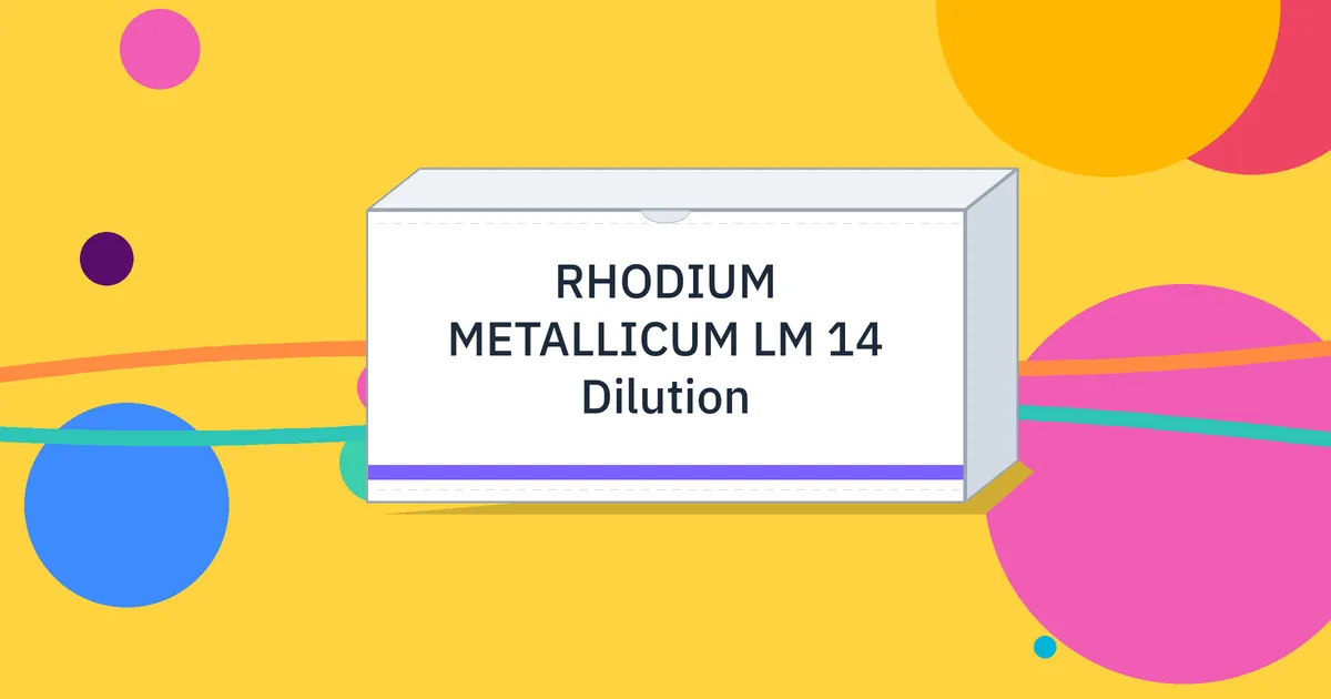 Symbolbild: Packung mit der Aufschrift RHODIUM METALLICUM LM 14 Dilution (PZN 13050413) – Verfügbarkeit und Bezug in Apotheken in Frankfurt am Main