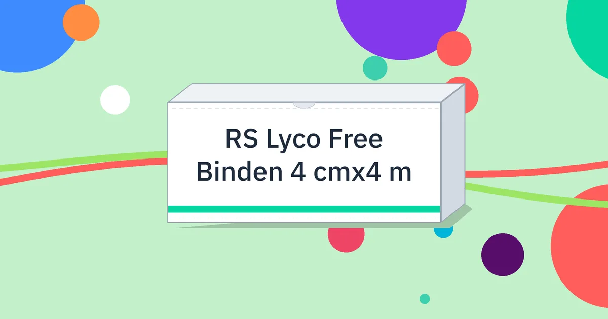 Symbolbild: Packung mit der Aufschrift RS Lyco Free Binden 4 cmx4 m (PZN 06327452) – Verfügbarkeit und Bezug in Apotheken in Frankfurt am Main