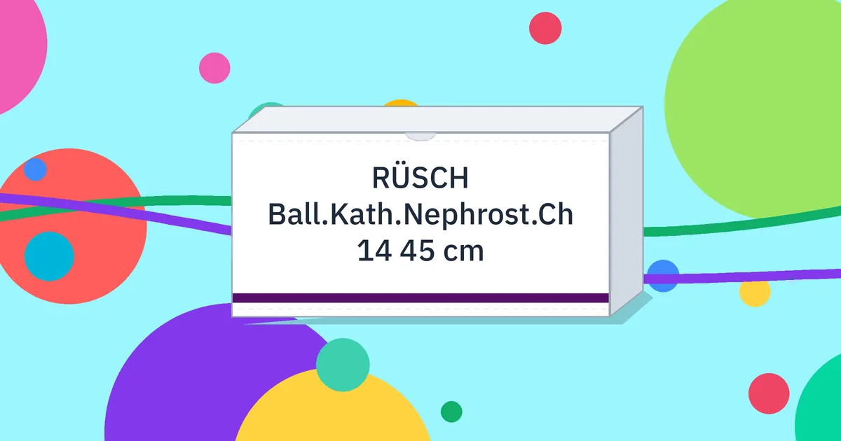 Symbolbild: Packung mit der Aufschrift RÜSCH Ball.Kath.Nephrost.Ch 14 45 cm (PZN 03338892) – Verfügbarkeit und Bezug in Apotheken in Frankfurt am Main