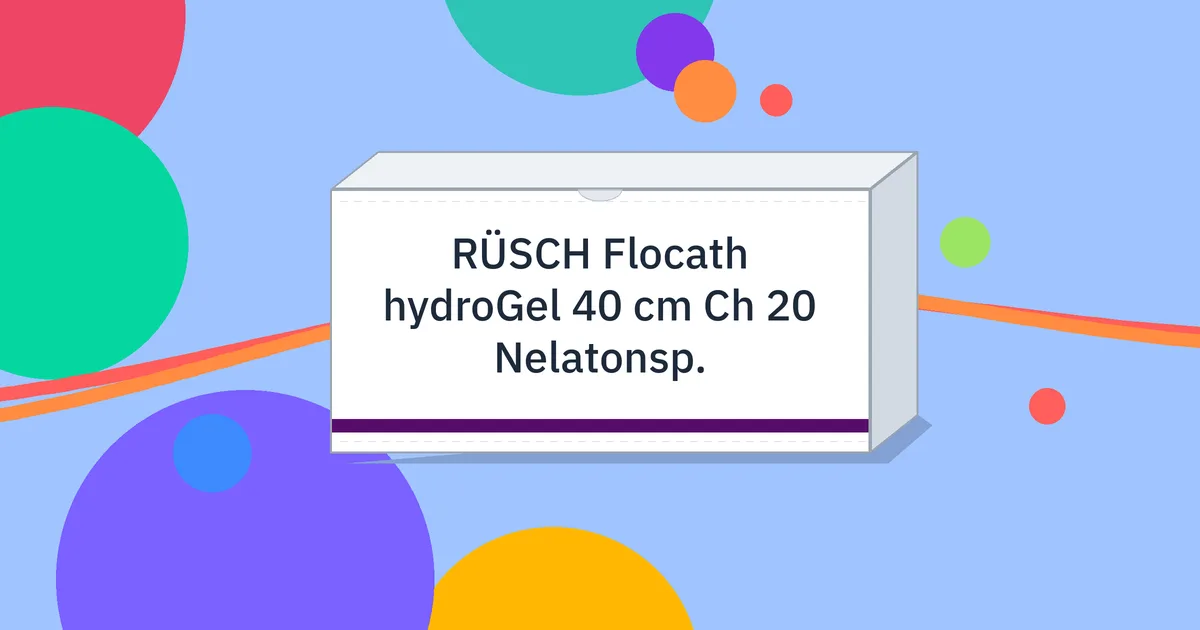 Symbolbild: Packung mit der Aufschrift RÜSCH Flocath hydroGel 40 cm Ch 20 Nelatonsp. (PZN 02163189) – Verfügbarkeit und Bezug in Apotheken in Frankfurt am Main