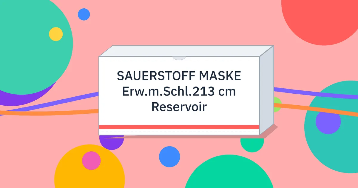 Symbolbild: Packung mit der Aufschrift SAUERSTOFF MASKE Erw.m.Schl.213 cm Reservoir (PZN 03048941) – Verfügbarkeit und Bezug in Apotheken in Frankfurt am Main