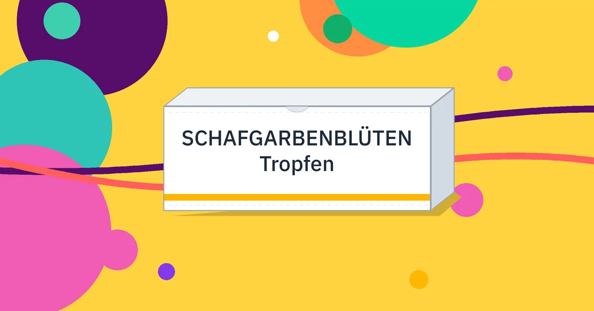 Symbolbild: Packung mit der Aufschrift SCHAFGARBENBLÜTEN Tropfen (PZN 17555794) – Verfügbarkeit und Bezug in Apotheken in Frankfurt am Main