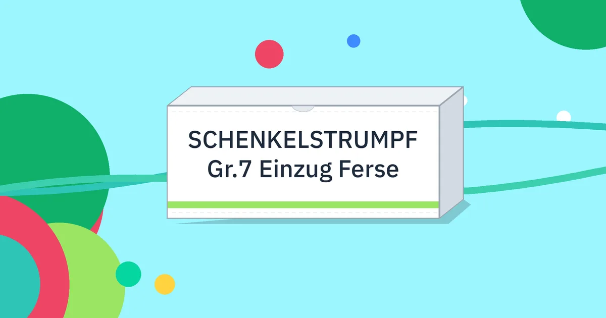 Symbolbild: Packung mit der Aufschrift SCHENKELSTRUMPF Gr.7 Einzug Ferse (PZN 01738883) – Verfügbarkeit und Bezug in Apotheken in Frankfurt am Main