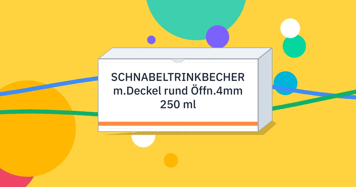 Symbolbild: Packung mit der Aufschrift SCHNABELTRINKBECHER m.Deckel rund Öffn.4mm 250 ml (PZN 10404135) – Verfügbarkeit und Bezug in Apotheken in Frankfurt am Main