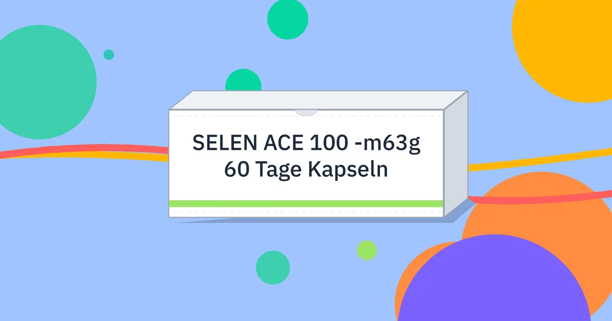 Symbolbild: Packung mit der Aufschrift SELEN ACE 100 -m63g 60 Tage Kapseln (PZN 03089012) – Verfügbarkeit und Bezug in Apotheken in Frankfurt am Main