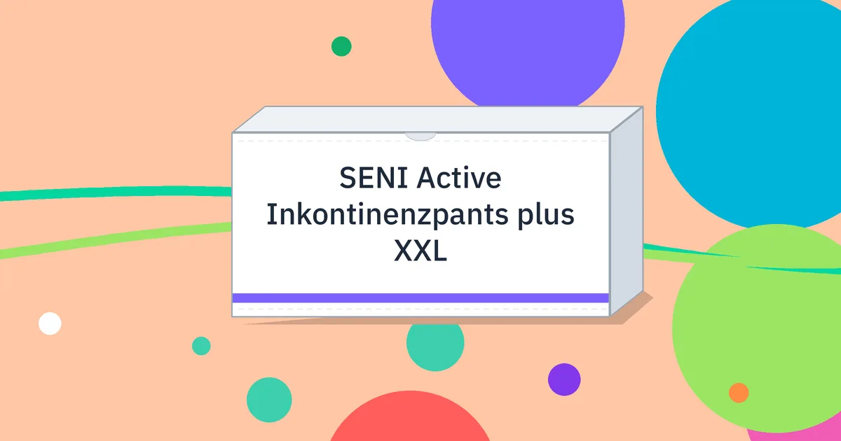 Symbolbild: Packung mit der Aufschrift SENI Active Inkontinenzpants plus XXL (PZN 14162539) – Verfügbarkeit und Bezug in Apotheken in Frankfurt am Main