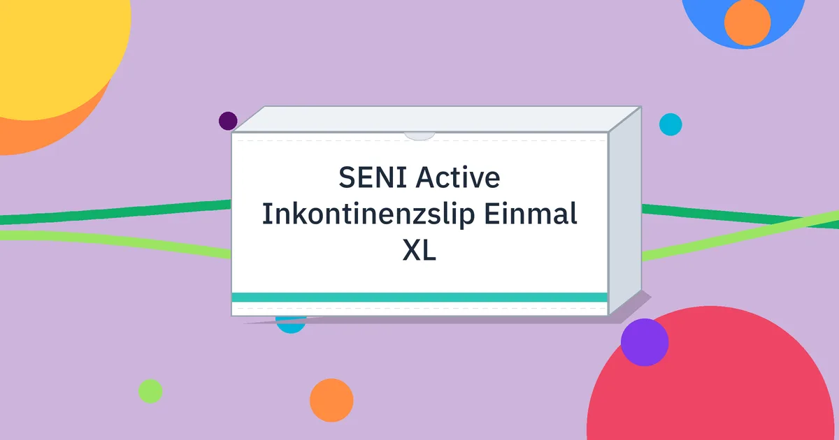 Symbolbild: Packung mit der Aufschrift SENI Active Inkontinenzslip Einmal XL (PZN 03901123) – Verfügbarkeit und Bezug in Apotheken in Frankfurt am Main