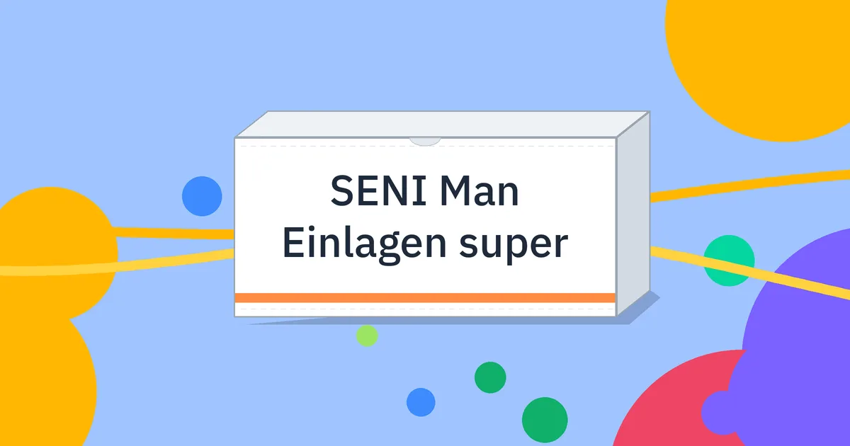 Symbolbild: Packung mit der Aufschrift SENI Man Einlagen super (PZN 12664142) – Verfügbarkeit und Bezug in Apotheken in Frankfurt am Main