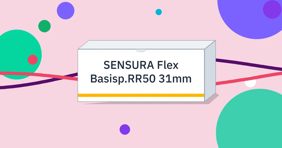 Symbolbild: Packung mit der Aufschrift SENSURA Flex Basisp.RR50 31mm (PZN 00630296) – Verfügbarkeit und Bezug in Apotheken in Frankfurt am Main