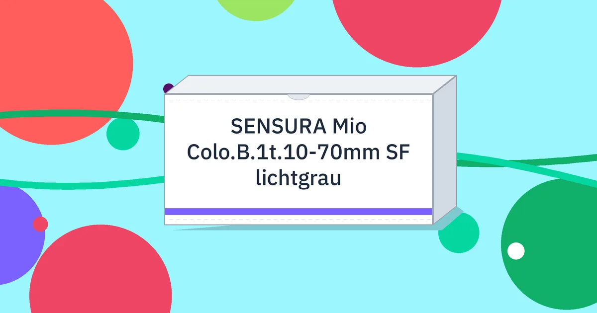Symbolbild: Packung mit der Aufschrift SENSURA Mio Colo.B.1t.10-70mm SF lichtgrau (PZN 19230837) – Verfügbarkeit und Bezug in Apotheken in Frankfurt am Main