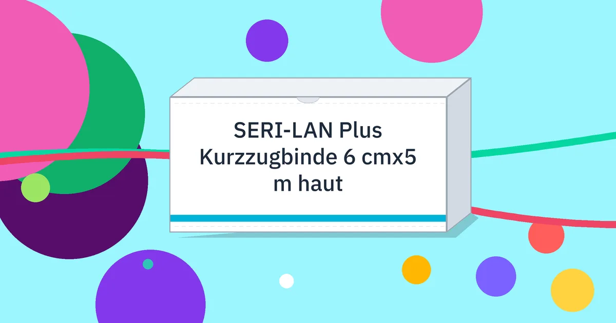 Symbolbild: Packung mit der Aufschrift SERI-LAN Plus Kurzzugbinde 6 cmx5 m haut (PZN 00855836) – Verfügbarkeit und Bezug in Apotheken in Frankfurt am Main
