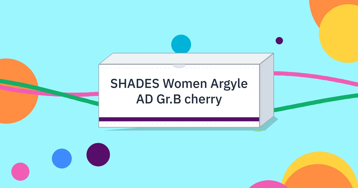 Symbolbild: Packung mit der Aufschrift SHADES Women Argyle AD Gr.B cherry (PZN 16992802) – Verfügbarkeit und Bezug in Apotheken in Frankfurt am Main