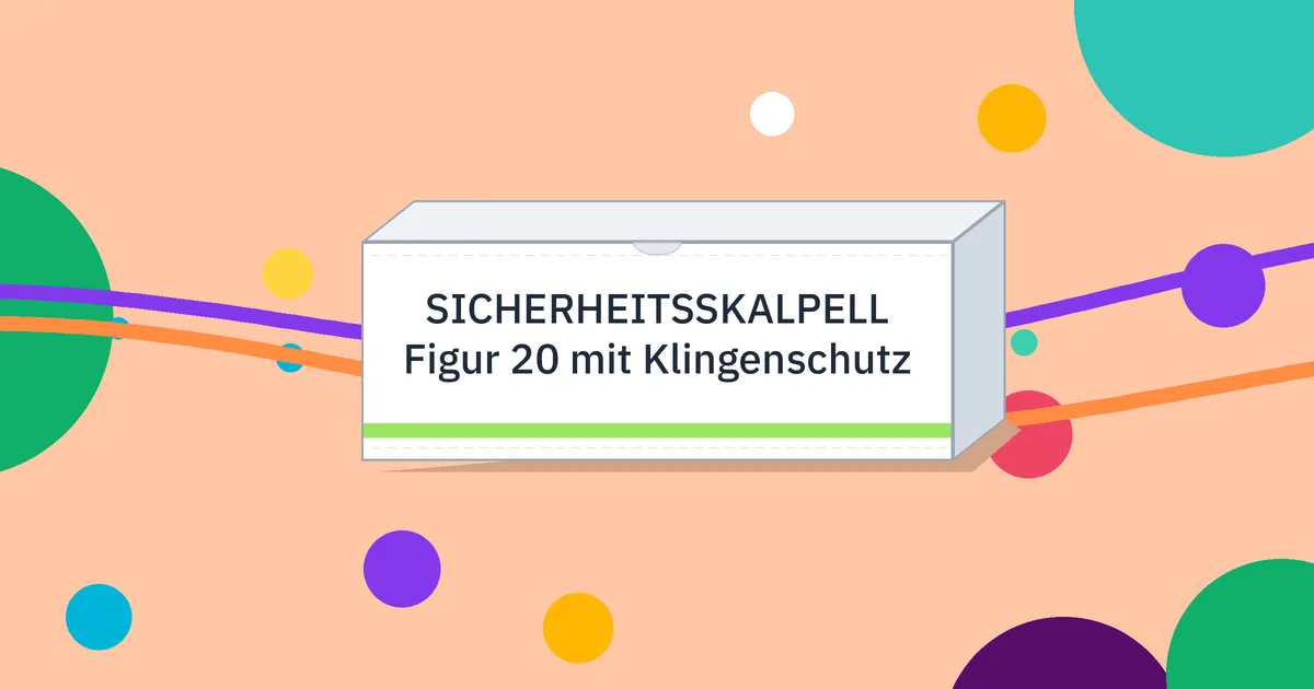 Symbolbild: Packung mit der Aufschrift SICHERHEITSSKALPELL Figur 20 mit Klingenschutz (PZN 12389150) – Verfügbarkeit und Bezug in Apotheken in Frankfurt am Main