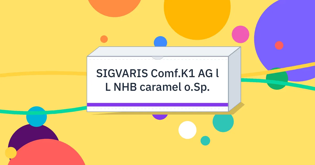 Symbolbild: Packung mit der Aufschrift SIGVARIS Comf.K1 AG l L NHB caramel o.Sp. (PZN 17096990) – Verfügbarkeit und Bezug in Apotheken in Frankfurt am Main