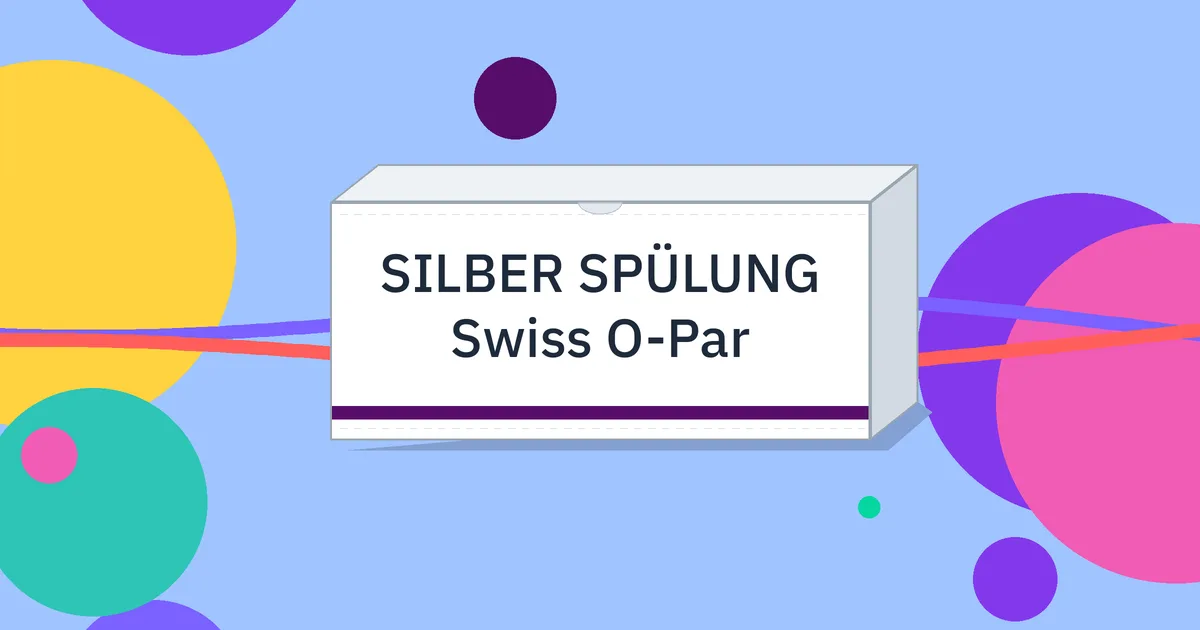 Symbolbild: Packung mit der Aufschrift SILBER SPÜLUNG Swiss O-Par (PZN 12361217) – Verfügbarkeit und Bezug in Apotheken in Frankfurt am Main