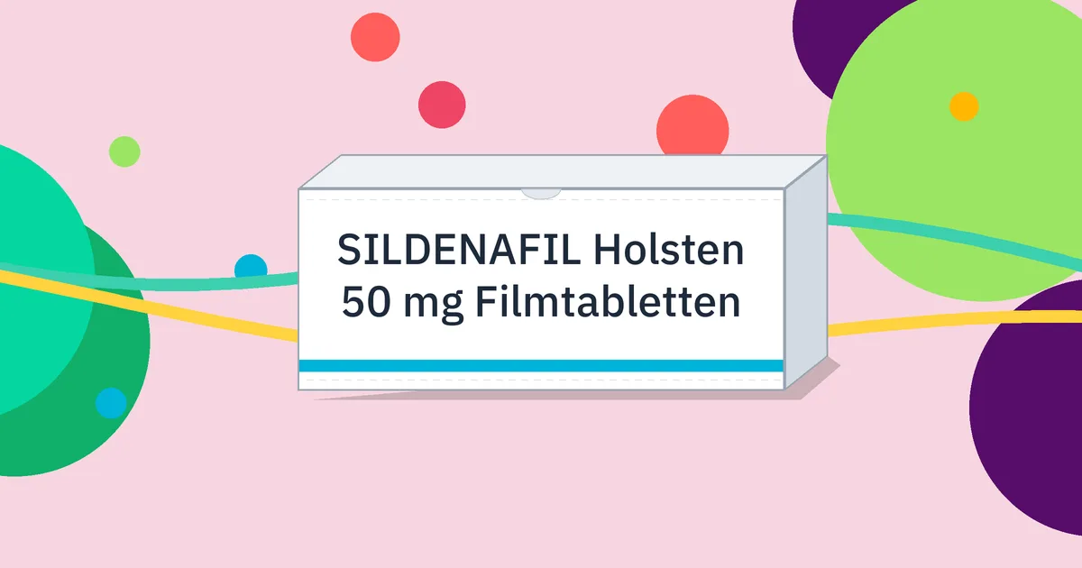 Symbolbild: Packung mit der Aufschrift SILDENAFIL Holsten 50 mg Filmtabletten (PZN 14265825) – Verfügbarkeit und Bezug in Apotheken in Frankfurt am Main