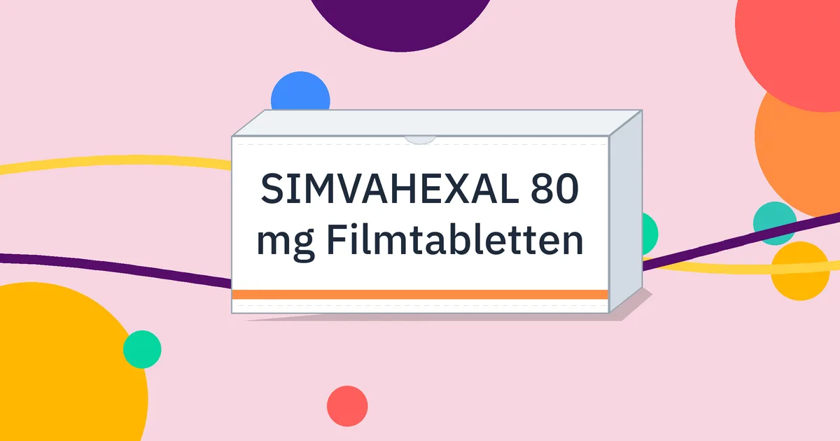 Symbolbild: Packung mit der Aufschrift SIMVAHEXAL 80 mg Filmtabletten (PZN 00622523) – Verfügbarkeit und Bezug in Apotheken in Frankfurt am Main