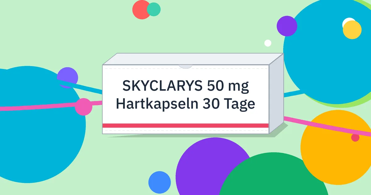 Symbolbild: Packung mit der Aufschrift SKYCLARYS 50 mg Hartkapseln 30 Tage (PZN 19207867) – Verfügbarkeit und Bezug in Apotheken in Frankfurt am Main