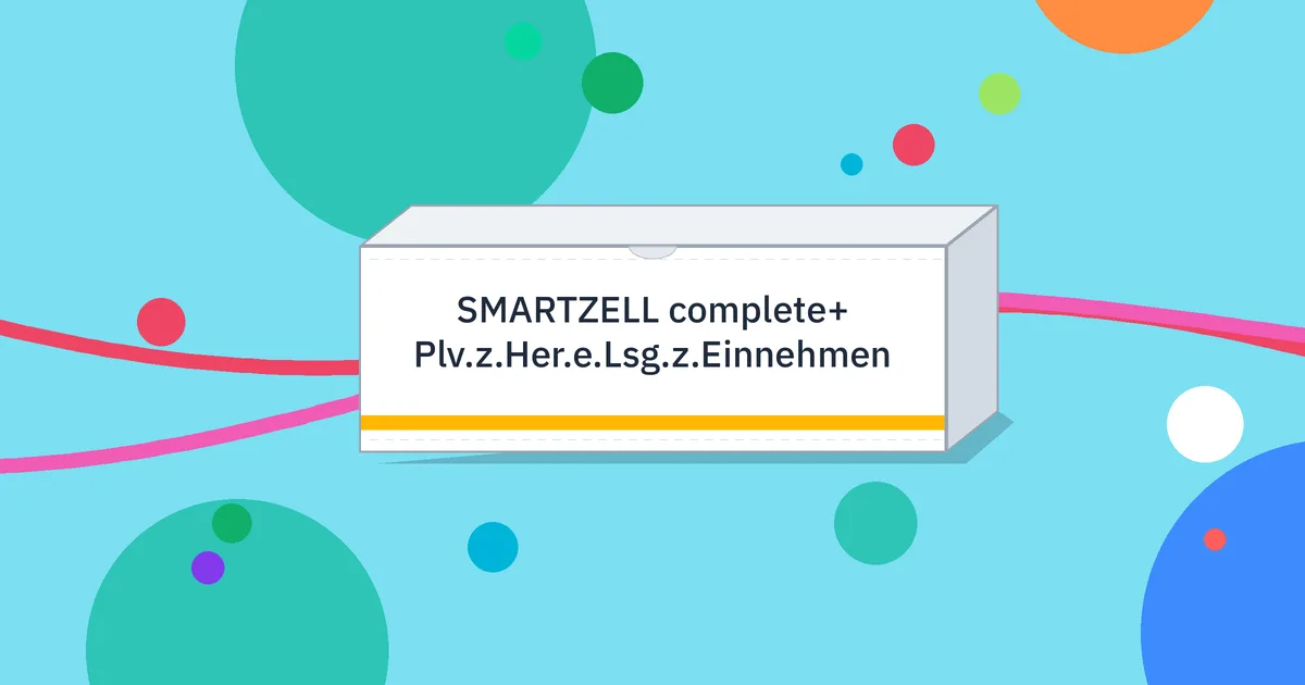 Symbolbild: Packung mit der Aufschrift SMARTZELL complete+ Plv.z.Her.e.Lsg.z.Einnehmen (PZN 11235924) – Verfügbarkeit und Bezug in Apotheken in Frankfurt am Main