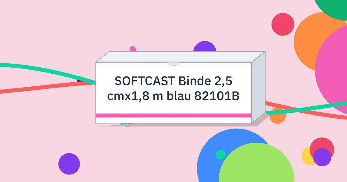 Symbolbild: Packung mit der Aufschrift SOFTCAST Binde 2,5 cmx1,8 m blau 82101B (PZN 02696218) – Verfügbarkeit und Bezug in Apotheken in Frankfurt am Main