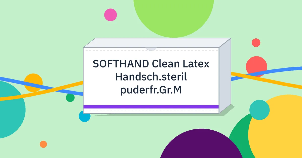 Symbolbild: Packung mit der Aufschrift SOFTHAND Clean Latex Handsch.steril puderfr.Gr.M (PZN 00368846) – Verfügbarkeit und Bezug in Apotheken in Frankfurt am Main