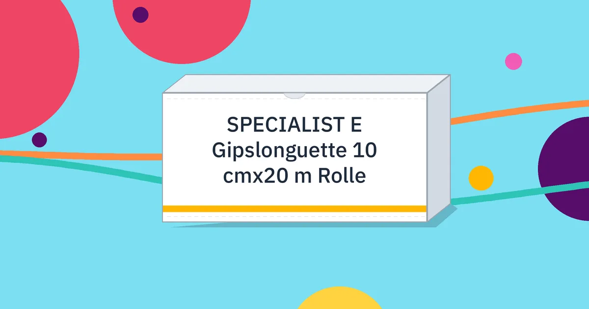 Symbolbild: Packung mit der Aufschrift SPECIALIST E Gipslonguette 10 cmx20 m Rolle (PZN 00643175) – Verfügbarkeit und Bezug in Apotheken in Frankfurt am Main