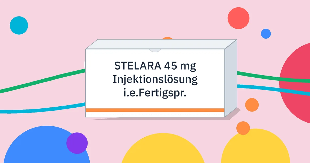 Symbolbild: Packung mit der Aufschrift STELARA 45 mg Injektionslösung i.e.Fertigspr. (PZN 16232072) – Verfügbarkeit und Bezug in Apotheken in Frankfurt am Main