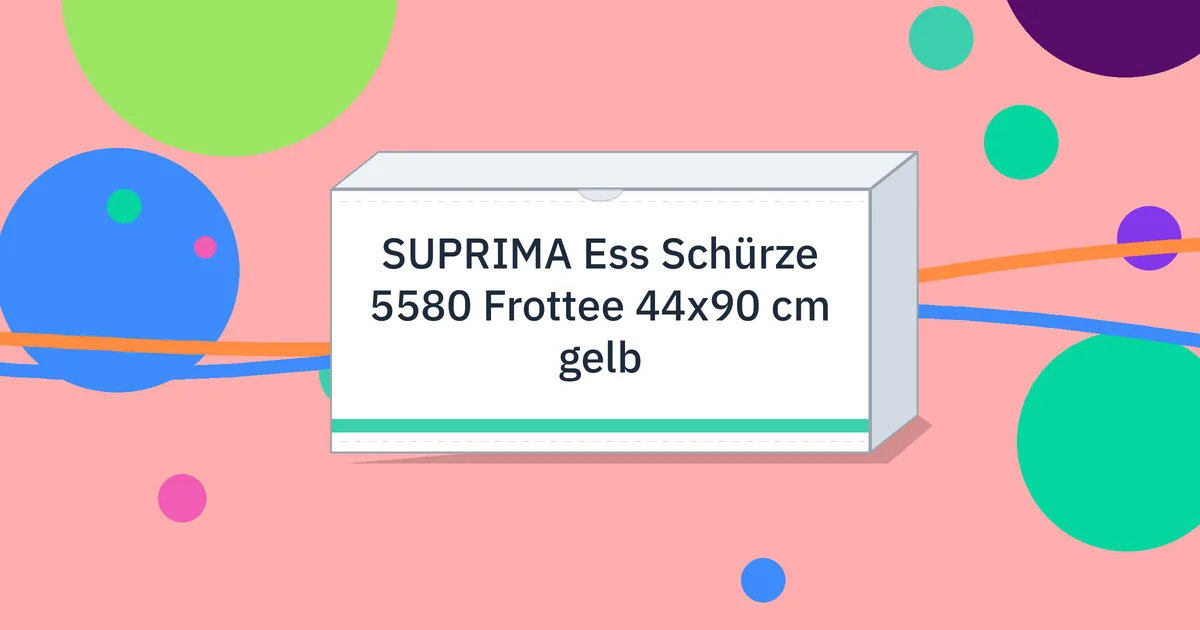 Symbolbild: Packung mit der Aufschrift SUPRIMA Ess Schürze 5580 Frottee 44x90 cm gelb (PZN 12484523) – Verfügbarkeit und Bezug in Apotheken in Frankfurt am Main