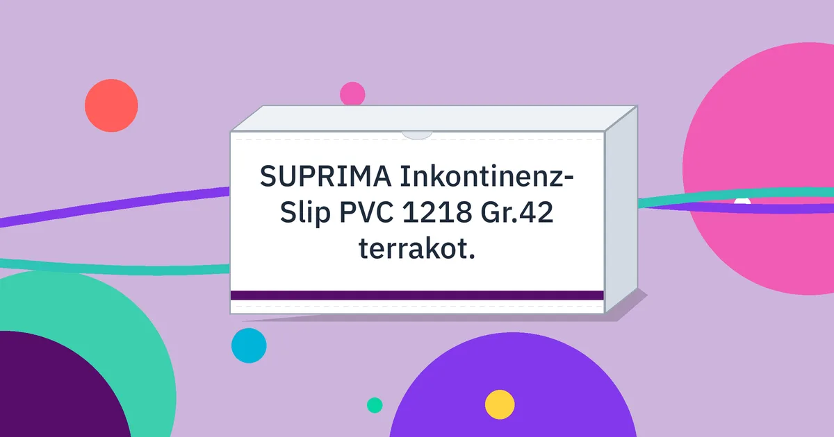Symbolbild: Packung mit der Aufschrift SUPRIMA Inkontinenz-Slip PVC 1218 Gr.42 terrakot. (PZN 02559912) – Verfügbarkeit und Bezug in Apotheken in Frankfurt am Main