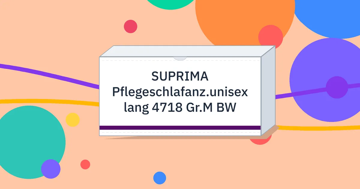 Symbolbild: Packung mit der Aufschrift SUPRIMA Pflegeschlafanz.unisex lang 4718 Gr.M BW (PZN 16599944) – Verfügbarkeit und Bezug in Apotheken in Frankfurt am Main