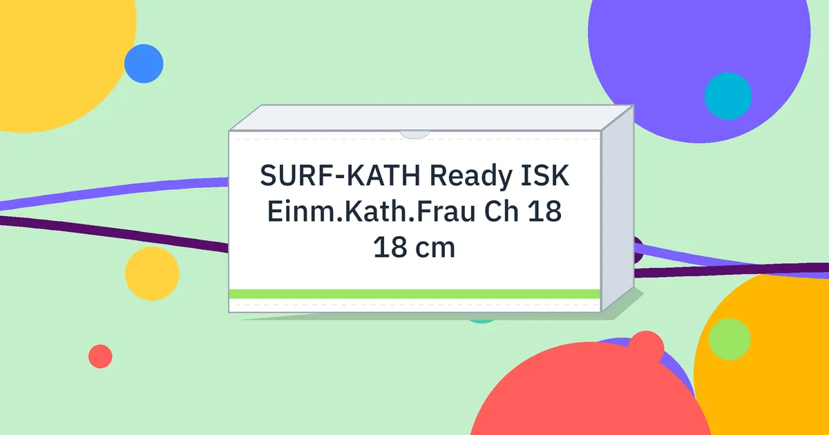 Symbolbild: Packung mit der Aufschrift SURF-KATH Ready ISK Einm.Kath.Frau Ch 18 18 cm (PZN 20916221) – Verfügbarkeit und Bezug in Apotheken in Frankfurt am Main