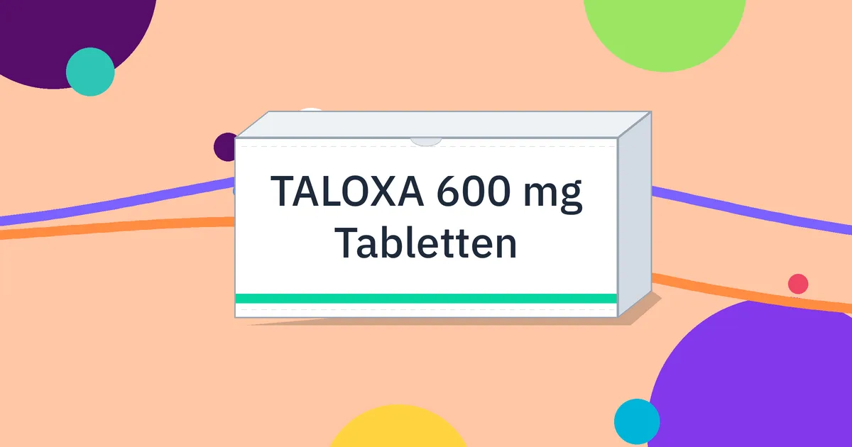 Symbolbild: Packung mit der Aufschrift TALOXA 600 mg Tabletten (PZN 15255622) – Verfügbarkeit und Bezug in Apotheken in Frankfurt am Main