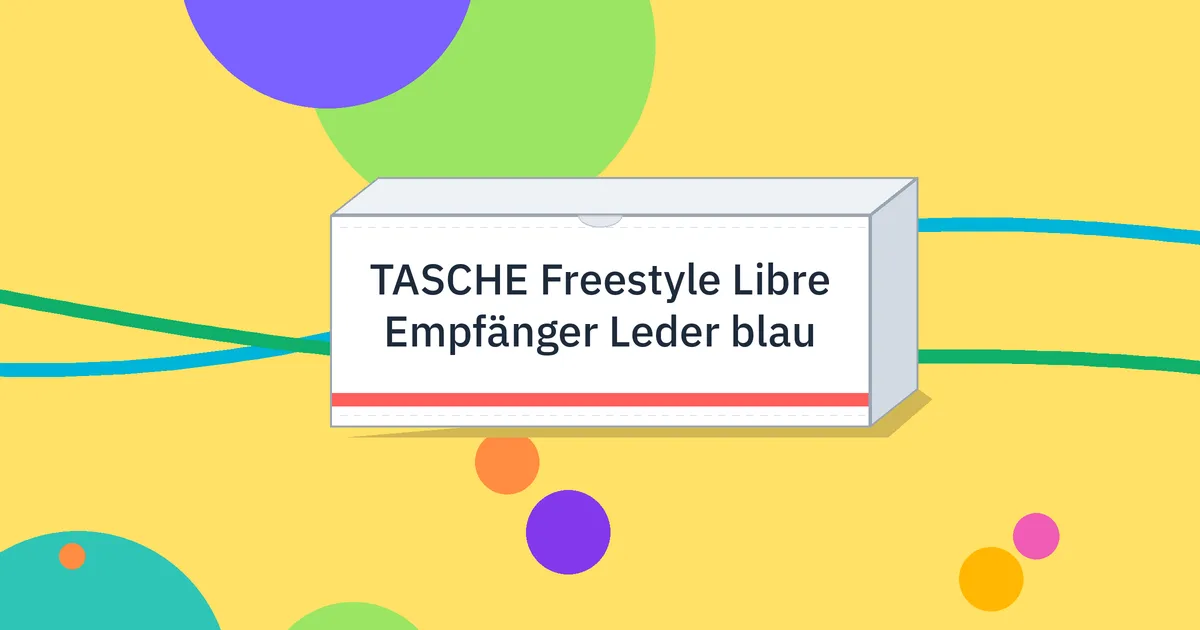 Symbolbild: Packung mit der Aufschrift TASCHE Freestyle Libre Empfänger Leder blau (PZN 15391058) – Verfügbarkeit und Bezug in Apotheken in Frankfurt am Main