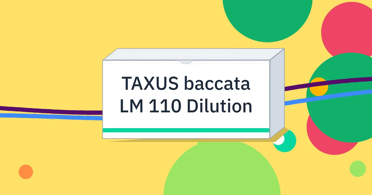 Symbolbild: Packung mit der Aufschrift TAXUS baccata LM 110 Dilution (PZN 13215506) – Verfügbarkeit und Bezug in Apotheken in Frankfurt am Main