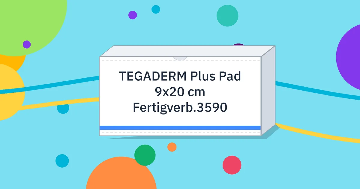 Symbolbild: Packung mit der Aufschrift TEGADERM Plus Pad 9x20 cm Fertigverb.3590 (PZN 07590447) – Verfügbarkeit und Bezug in Apotheken in Frankfurt am Main